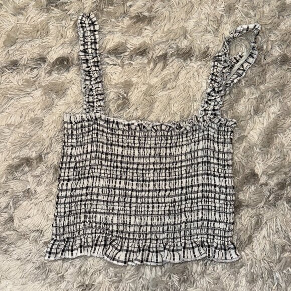 emory park | Tops | Emory Park Gingham Black White Square Neck Tank Top ...